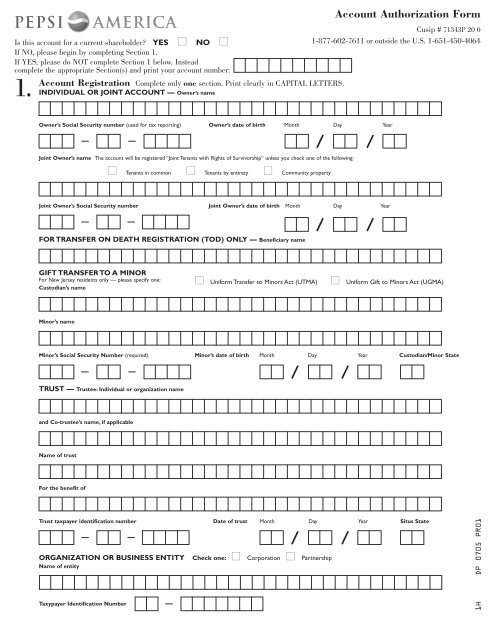 Account Authorization Form - DRIP Investor