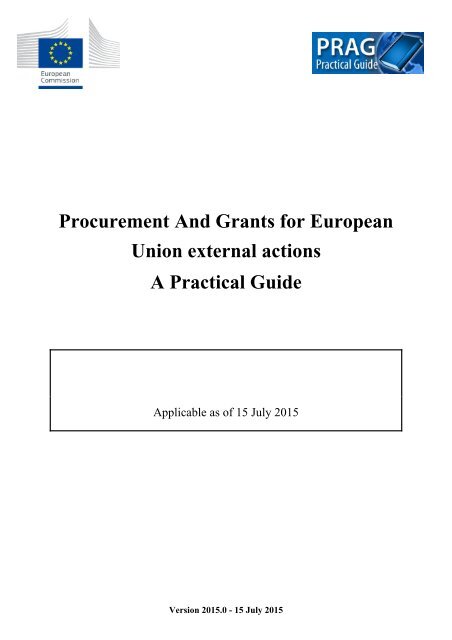 Procurement And Grants for European Union external actions A Practical ...