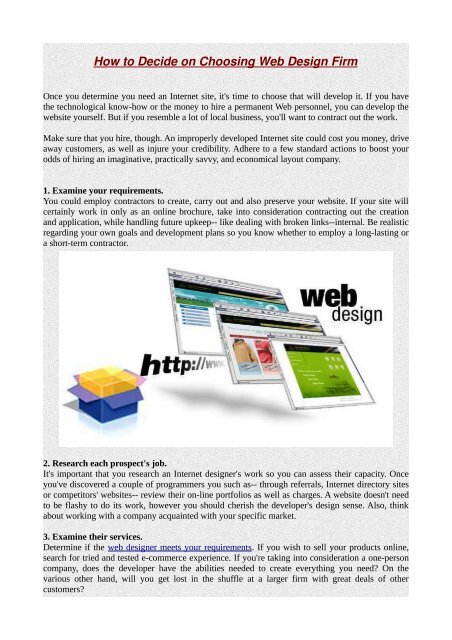 How to Decide on Choosing Web Design Firm