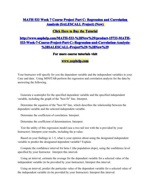 MATH 533 Week 7 Course Project Part C