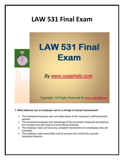 LAW 531 Final Exam Question Answer UOP eHelp