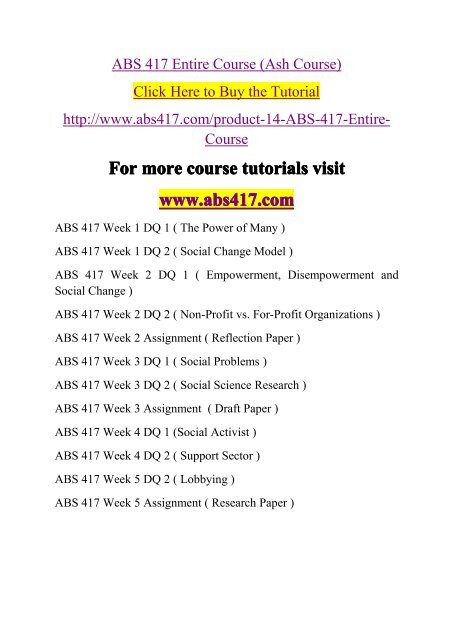 ABS 417 Entire Course -abs417dotcom