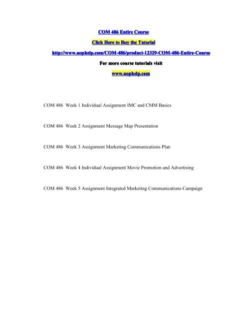 COM 486 Entire Course