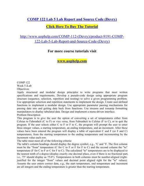 COMP 122 Lab 5 Lab Report and Source Code