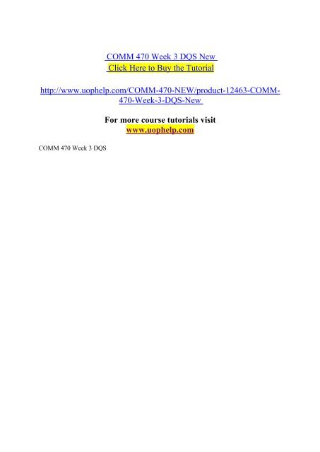 COMM 470 Week 3 DQS New