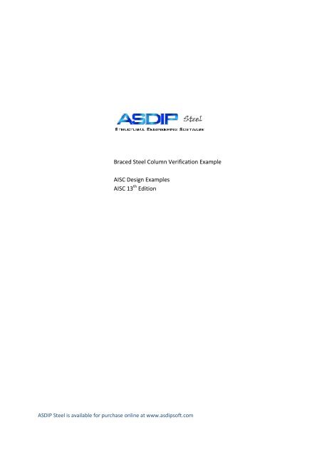 Braced Steel Column Verification Example AISC Design Examples AISC 13 ...