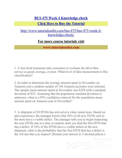BUS 475 Week 4 Knowledge check /Tutorialoutlet