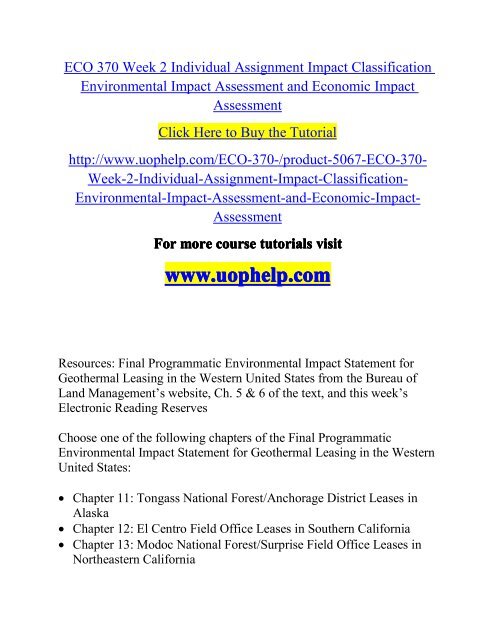 ECO 370 Week 2 Individual Assignment Impact Classification ...