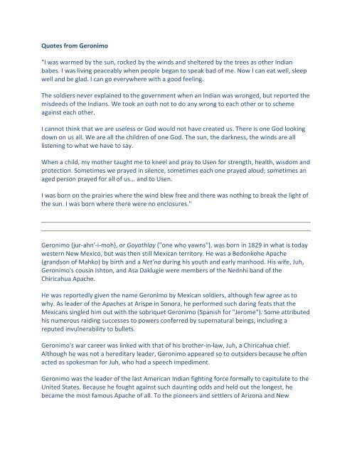 Geronimo Apache Quotes