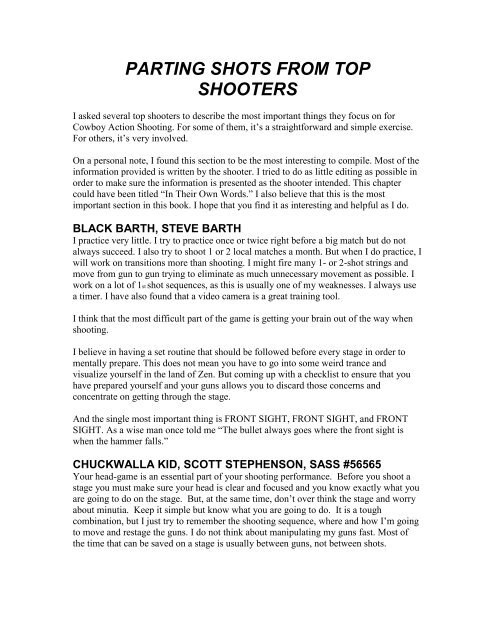 PARTING SHOTS FROM TOP SHOOTERS - JS Publications