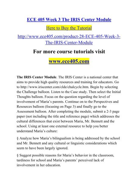 ECE 405 Week 3 The IRIS Center Module
