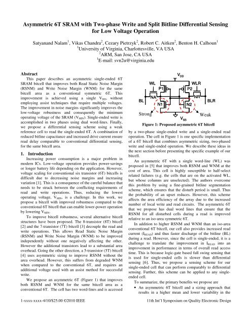 Asymmetric 6t Sram With Two Phase Write And Split Bitline
