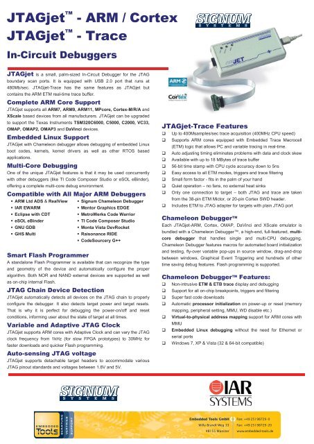 JTAGjet - ARM / Cortex JTAGjet - Trace - Embedded Tools GmbH