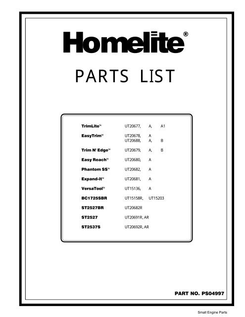Homelite String Trimmer Parts List | Reviewmotors.co