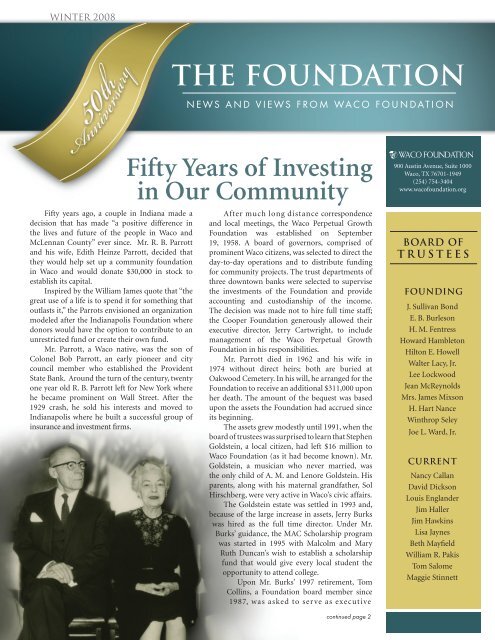 THE FOUNDATION - Waco Foundation