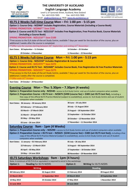 IELTS Preparation Course Application Form - The University of ...
