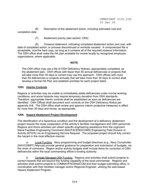 OPNAVINST 5100.23G30 Dec