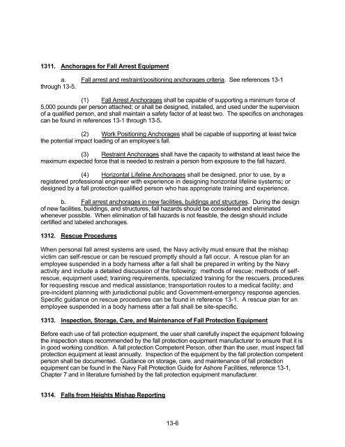 1311. Anchorages for Fall