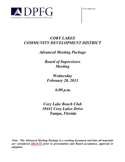 CORY LAKES COMMUNITY DEVELOPMENT ... - cory lake isles