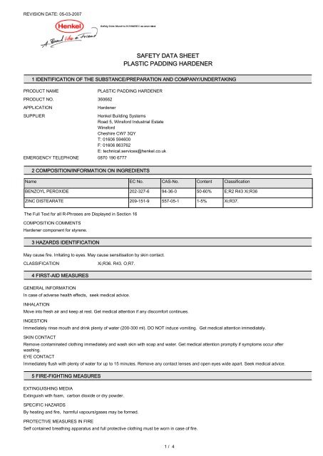 151 All Purpose Filler Safety Data Sheet Hot Deal | www.oceanproperty.co.th