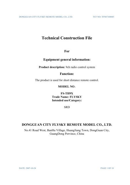 Technical Construction File