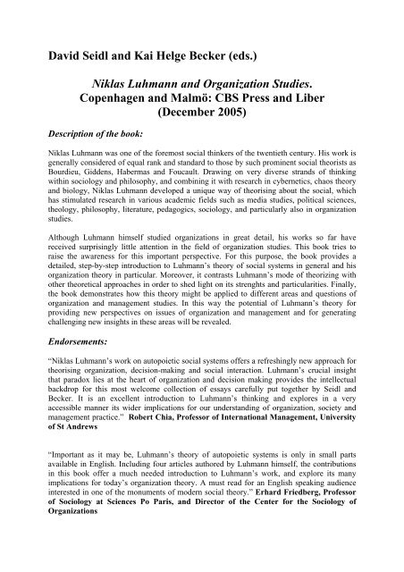 David Seidl and Kai Helge Becker (eds.) Niklas Luhmann and ...