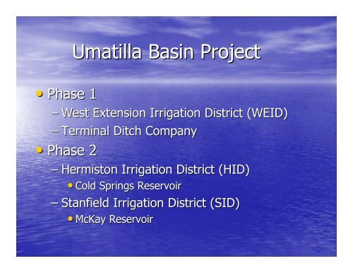 Umatilla Basin Project