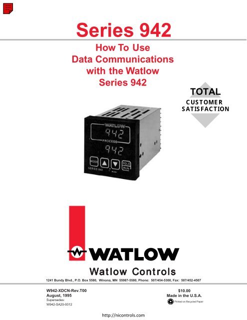 Watlow 942 series manual - Northern Industrial