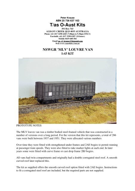 NSWGR MLV Louvre Van - kit