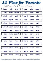 Verbal Reasoning Type A worksheet - Guide for the 11 Plus