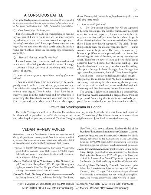 Summer 2001 in Adobe Acrobat Reader (.pdf) format - Sri Sarada ...