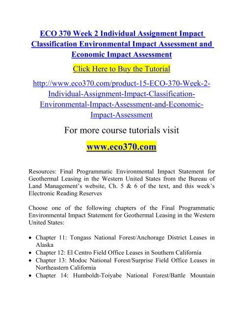 ECO 370 Week 2 Individual Assignment Impact Classification ...