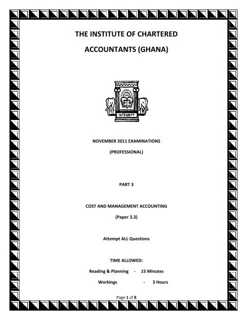 cost and management accounting - The Institute of Chartered ...