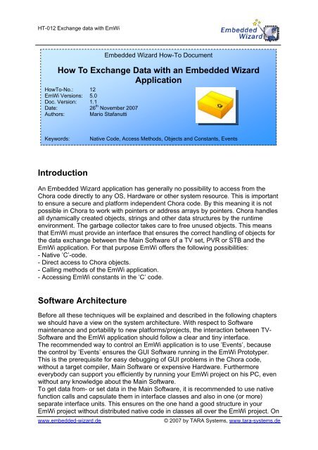 HowTo 012: Exchange Data With EmWi - Embedded Wizard