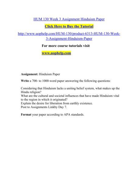 HUM 130 Week 3 Assignment Hinduism Paper.pdf