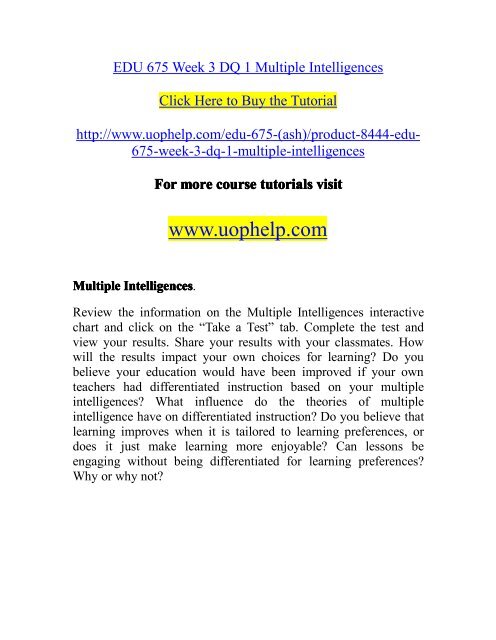 EDU 675 Week 3 DQ 1 Multiple Intelligences.pdf