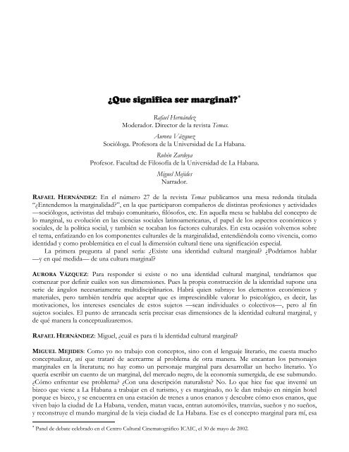 Â¿QuÃ© significa ser marginal? - Temas