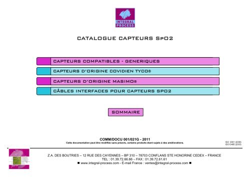 CATALOGUE CAPTEURS SpO2 - Integral Process