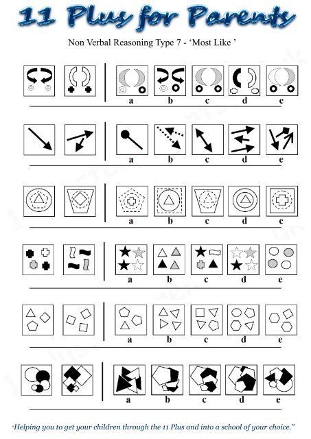 Non Verbal Reasoning Type 7 - 'Most Like ' - Guide for the 11 Plus