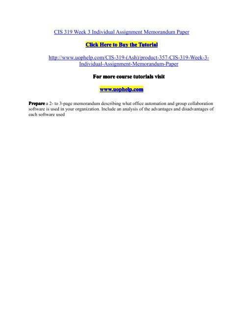 CIS 319 Week 3 Individual Assignment Memorandum Paper.pdf