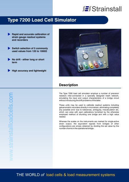 Load Cell Simulator - Type 7200.cdr - Strainstall UK
