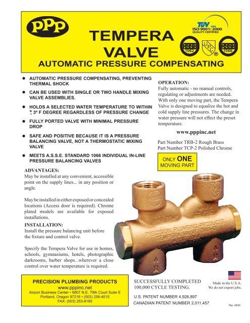 tempera valve automatic pressure compensating - Wolseley Express