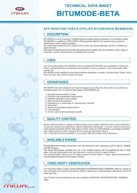 technical data sheet bitumode beta.pdf - MIWA