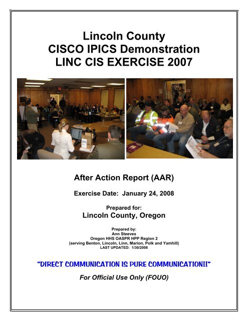 Lincoln County CISCO IPICS Demonstration After Action Report (AAR)