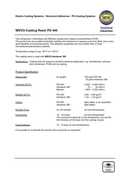 WEVO-Casting Resin PD 445 - Lindberg & Lund AS