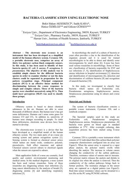 bacteria classification using electronic nose bacteria classification using electronic nose