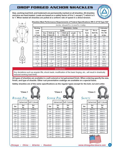DROP FORGED ANCHOR SHACKLES - Chicago Hardware