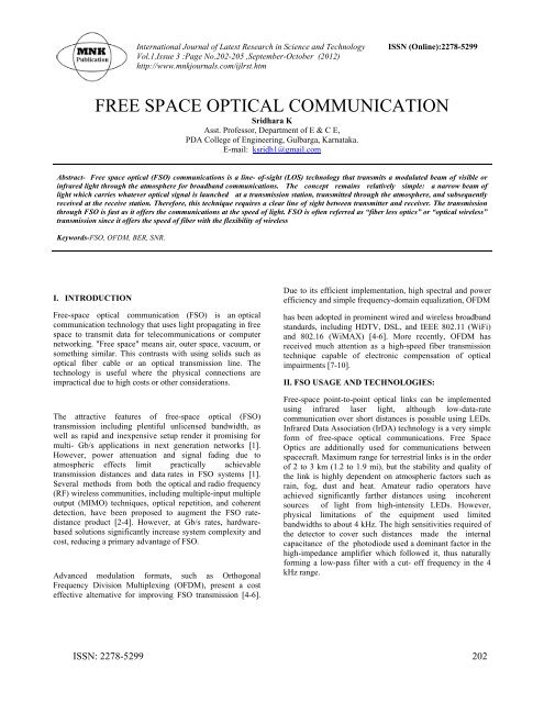 FREE SPACE OPTICAL COMMUNICATION