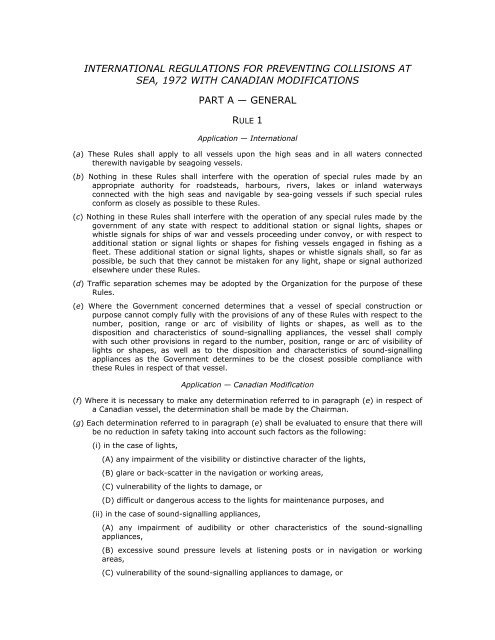 Collision Regulations (RHIOT) - Canadian Coast Guard Auxiliary ...