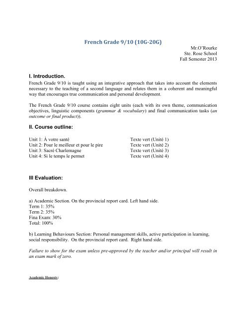 Grade 9 and Grade 10 French